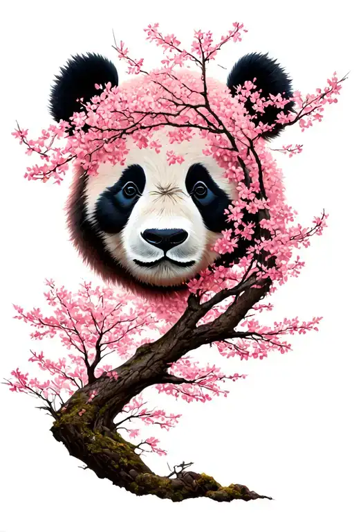 Surrealism "A Panda Face Formed Using Negative And..." Tattoo - BlackInk AI