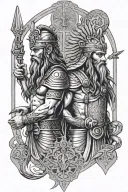 Black and Grey "Sumarian Gods Enki And Enlil" Tattoo - BlackInk AI