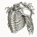 Neo-Traditional "Ripped Skin On Rib Cage" Tattoo - BlackInk AI