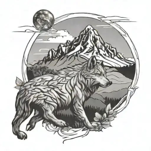 Black and Grey "Kilimanjaro Mountain, Shamrock, Wolf,..." Tattoo ...