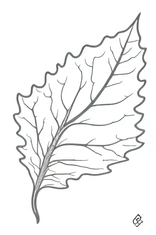 Minimalist "Simple Line Drawing Of An Oak Leaf,..." Tattoo - BlackInk AI