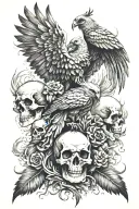 Realism "Phoenix And Skulls" Tattoo - BlackInk AI