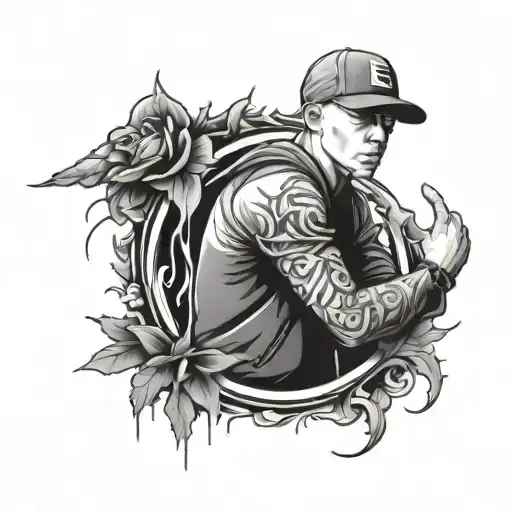 Black and Grey "Eminem Logo" Tattoo - BlackInk AI