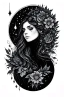 Black and Grey "Spiritual,mystical,healing,self..." Tattoo - BlackInk AI