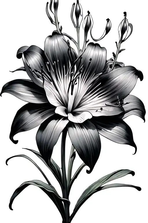 Black and Grey "Spider Lily With Jeremiah 29 11 As The..." Tattoo ...