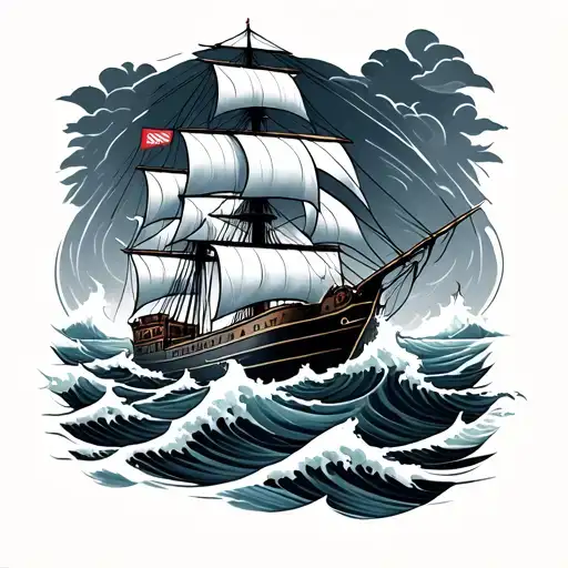 957+ Ship In Waves Tattoo Ideas - BlackInk AI
