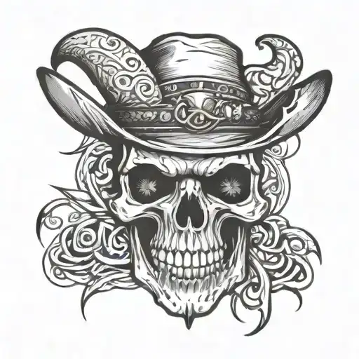 Neo-Traditional "Evil Skull Cowboy Tattoos" Tattoo - BlackInk AI