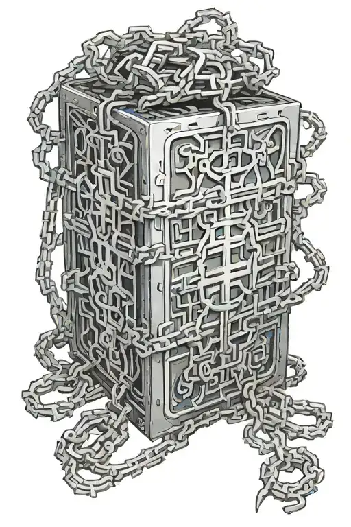 Black and Grey "Hellraiser Box With Chains" Tattoo - BlackInk AI