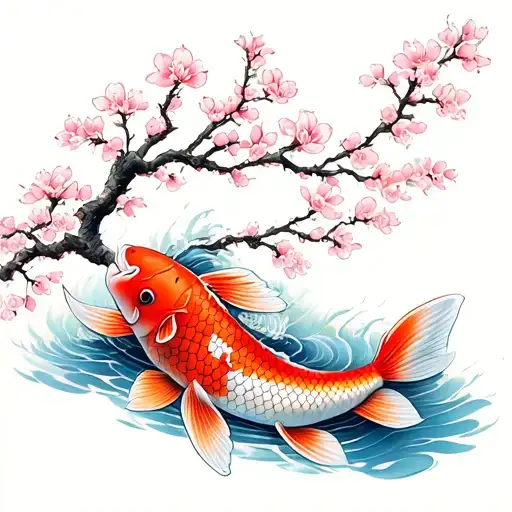 Koi Fish No Water With Japanese Cherry 4CPrZdfhBnoUf4T7JrTYi8 Japanese ...
