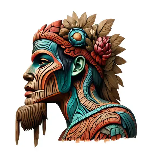 Realism "Totem Pole Made Of Human Body Parts" Tattoo - BlackInk AI