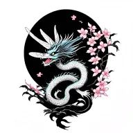 Japanese "The Dragon Flies Up To The Moon And On..." Tattoo - BlackInk AI