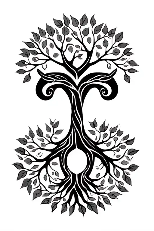 Black and Grey "Sankofa Symbol With The Tree Of Life" Tattoo - BlackInk AI