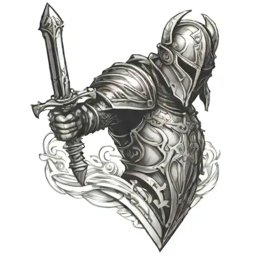 Black and Grey "Holy Knight" Tattoo - BlackInk AI