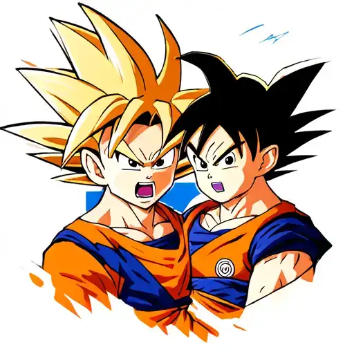 Anime "Goku Gohan Goten Father Son" Tattoo - BlackInk AI