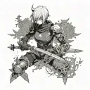 Black and Grey "Nier Automata 2B" Tattoo - BlackInk AI