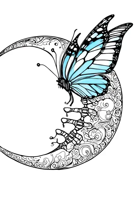 Sketch "Gemini Sign Moon Butterfly Made Spine..." Tattoo - BlackInk AI