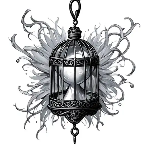 Black and Grey "Sissy Chastity Cage" Tattoo - BlackInk AI