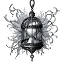 Black and Grey "Sissy Chastity Cage" Tattoo - BlackInk AI