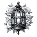 Black and Grey "Sissy Chastity Cage" Tattoo - BlackInk AI