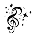 Tribal "Treble Clef With Stars Floating" Tattoo - BlackInk AI