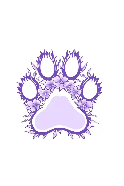 Minimalist "Purple Paw Print With Bold Outline With..." Tattoo ...