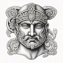Black and Grey "Greek Face" Tattoo - BlackInk AI