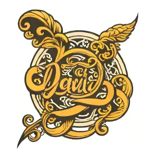 Neo-Traditional "Cursive David With Inter Circle Rings" Tattoo ...