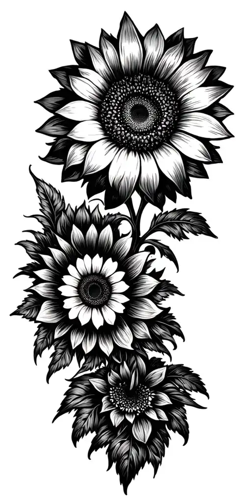 Black and Grey "Gothic Sunflower" Tattoo - BlackInk AI