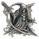 Black and Grey "Grim Reaper, Skull, Jolly Roger..." Tattoo - BlackInk AI