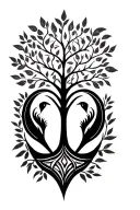 Black and Grey "Sankofa Symbol With The Tree Of Life" Tattoo - BlackInk AI