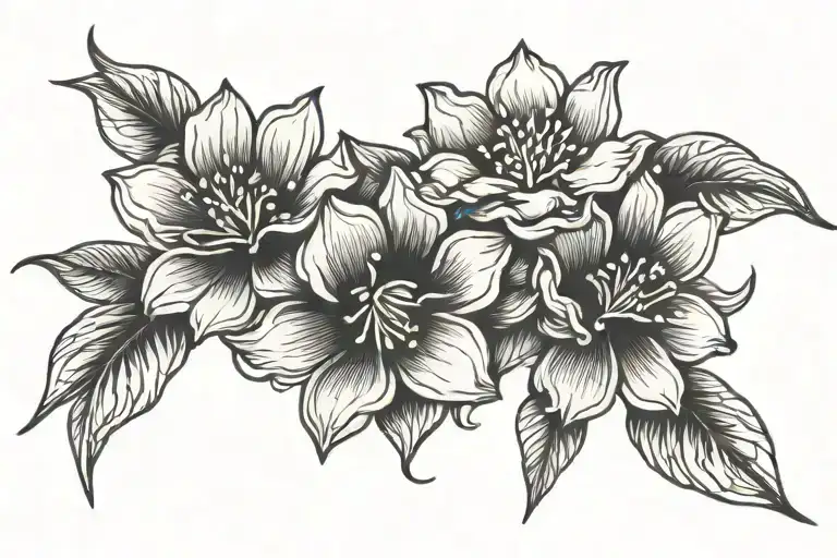 Blackwork "Flower With Pedals Falling" Tattoo - BlackInk AI