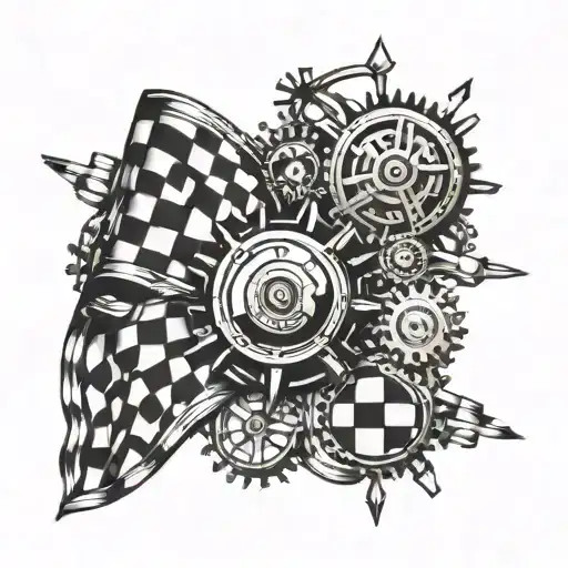 Checkered Flag Traditional Tattoo