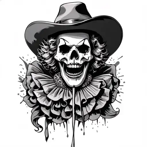 Black and Grey "Skull Figure Slitting Chicano Clown's..." Tattoo ...