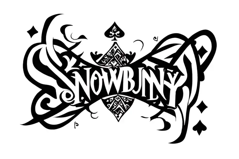 Tribal ""Snowbunny" Queen Of Spades" Tattoo - BlackInk AI
