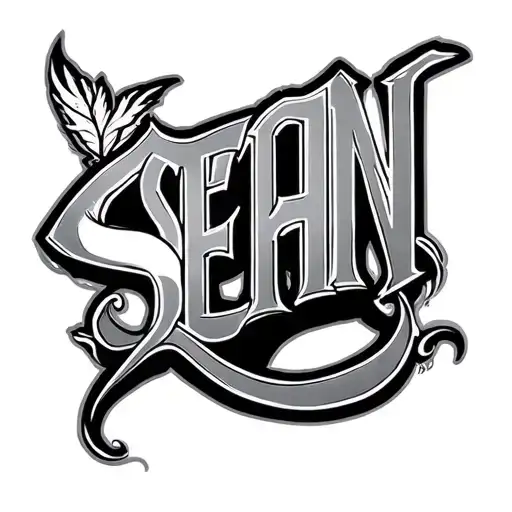 Black and Grey "Sean Name" Tattoo - BlackInk AI