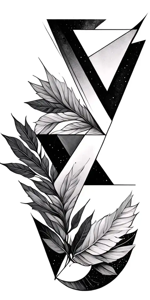 Black and Grey "Triangle Geo Symteric Shapes" Tattoo - BlackInk AI