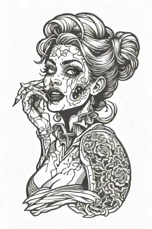 Croquis De Pin Up Zombie Image Vectorielle Zombie Dead Man Rampant à