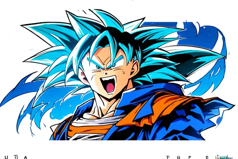 New School "Goku Ultra Instinct" Tattoo - BlackInk AI