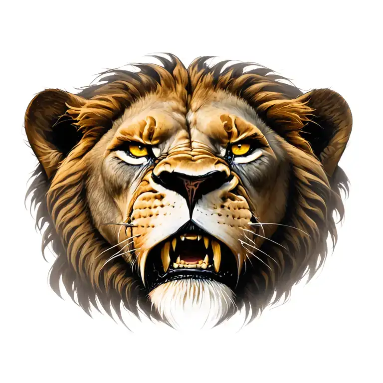 Realism "Angry Lion With A Scar On The Eye And..." Tattoo - BlackInk AI