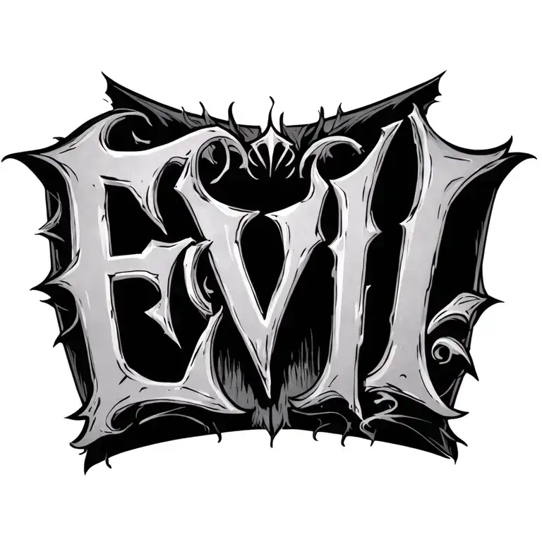 Black and Grey "Create A Tattoo With The Word Evil As A..." Tattoo ...