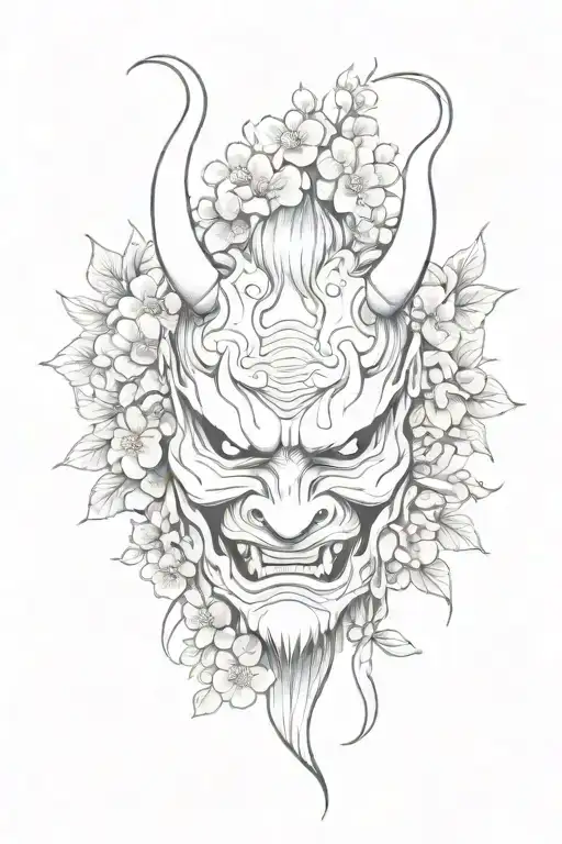 325+ Oni Mask Cherry Blossom Tattoo Ideas in 2025 - BlackInk AI