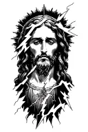 Blackwork "Jesus And Lightning Bolt" Tattoo - BlackInk AI