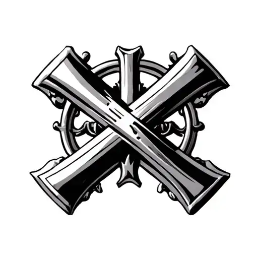 Black and Grey "Usmc Cross Roman" Tattoo - BlackInk AI