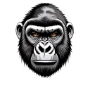 Black and Grey "Gorilla Face" Tattoo - BlackInk AI