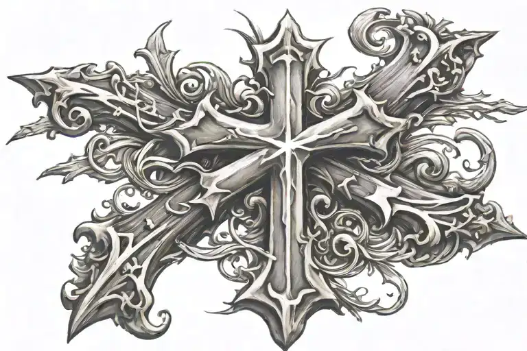 Realism "Cross" Tattoo - BlackInk AI