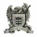 Black and Grey "Shepard Family Coat Of Arms" Tattoo - BlackInk AI