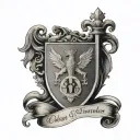 Black and Grey "Shepard Family Coat Of Arms" Tattoo - BlackInk AI
