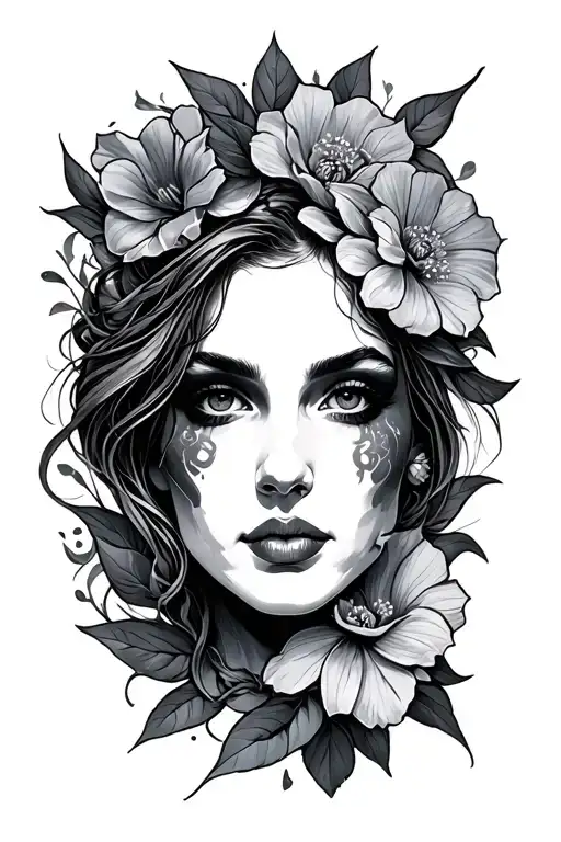 Black and Grey "Content" Tattoo - BlackInk AI