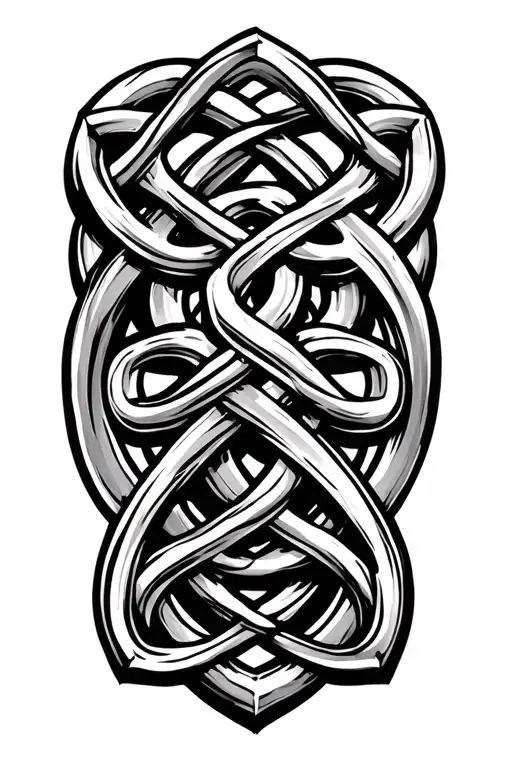 Black and Grey "Celtic Knot Intertwined" Tattoo - BlackInk AI