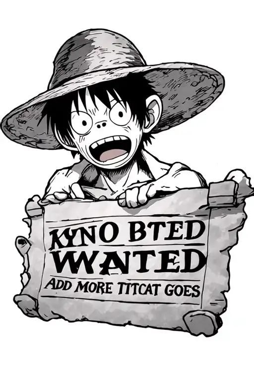 Black and Grey "Monkey D Luffy With Wanted Poster, Add..." Tattoo ...